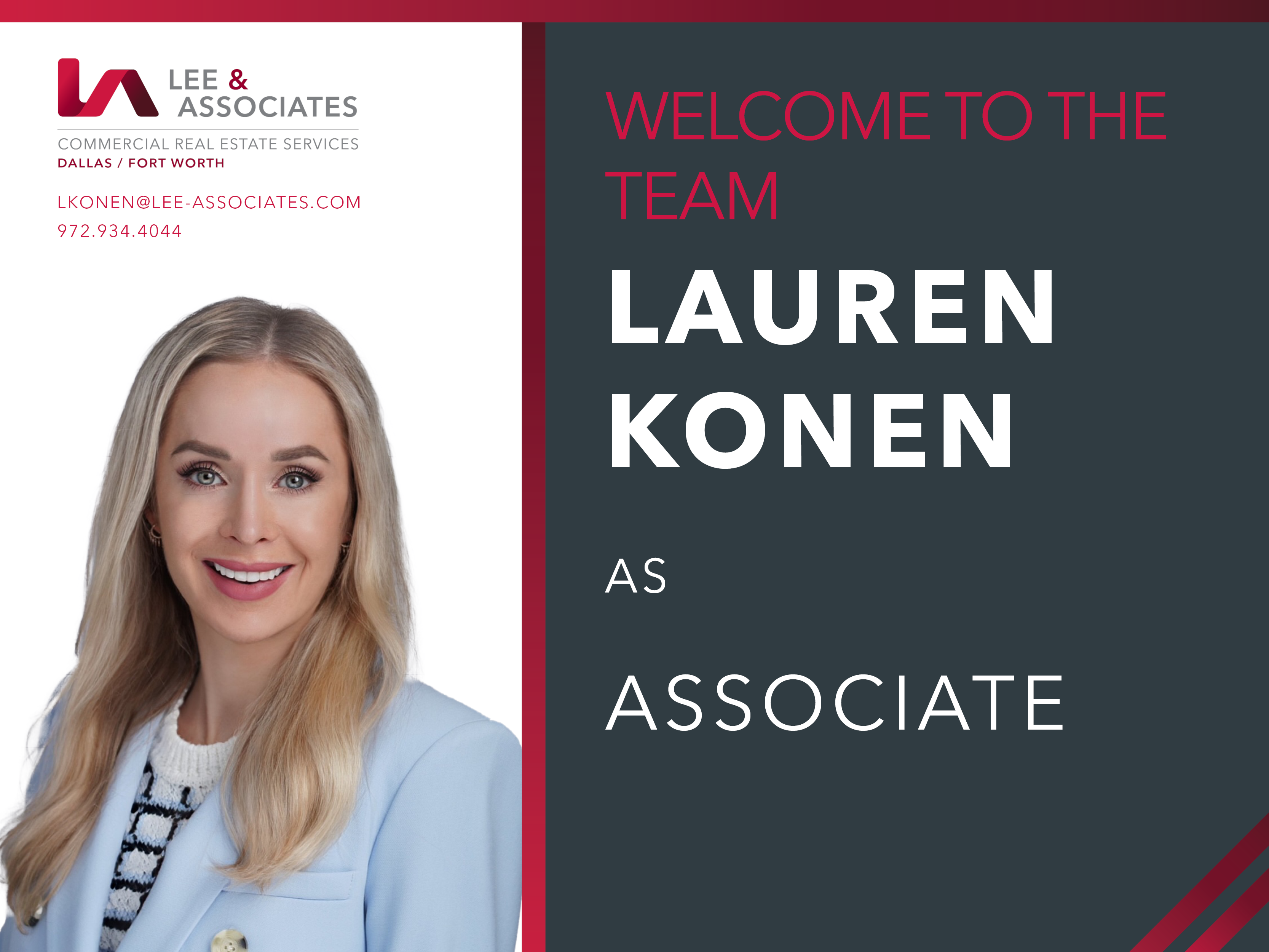 LEE & ASSOCIATES DALLAS/FORT WORTH WELCOMES LAUREN KONEN TO THE TEAM ...